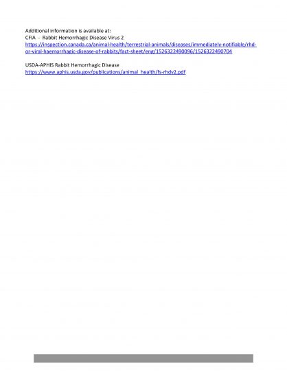 Ontario Industry and Veterinary Advisories for Rabbit Hemorrhagic ...