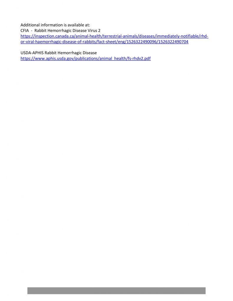 Ontario Industry and Veterinary Advisories for Rabbit Hemorrhagic ...