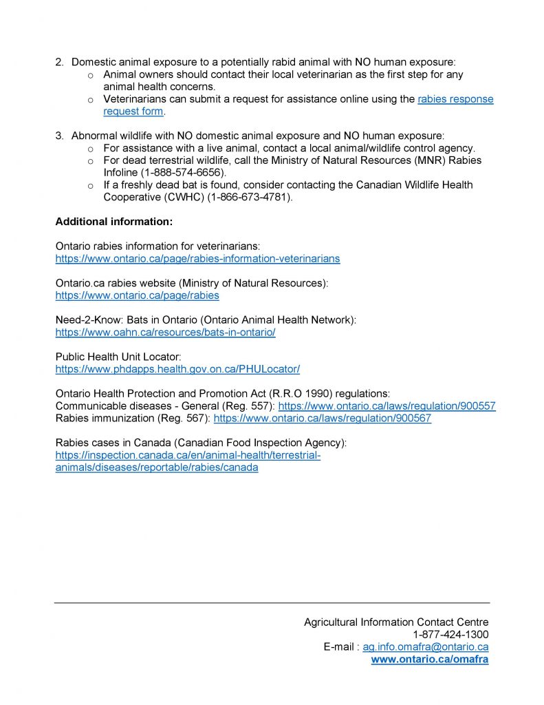 Veterinary Advisory: Update on Wildlife Rabies in Ontario - Ontario ...